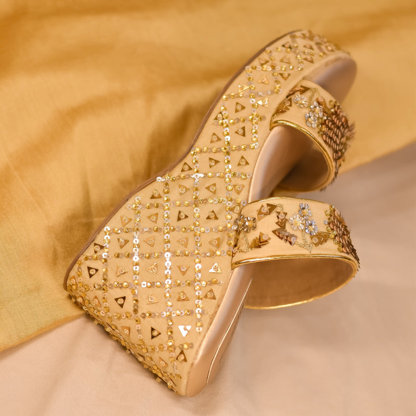 Victoria Wedges | Premium Golden Handmade Indian Wedding Heels ...